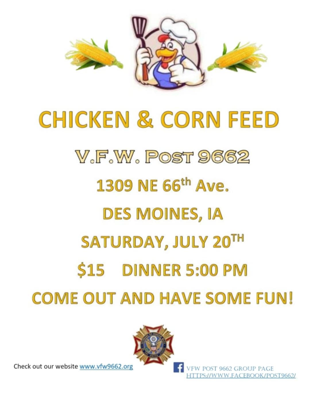Chicken & Corn Feed – VFW Post 9662